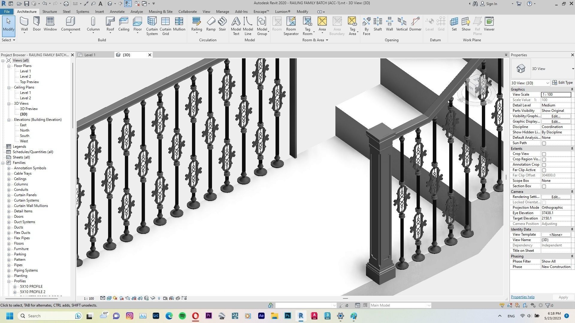 Railing Revit Family Batch 3D model | CGTrader