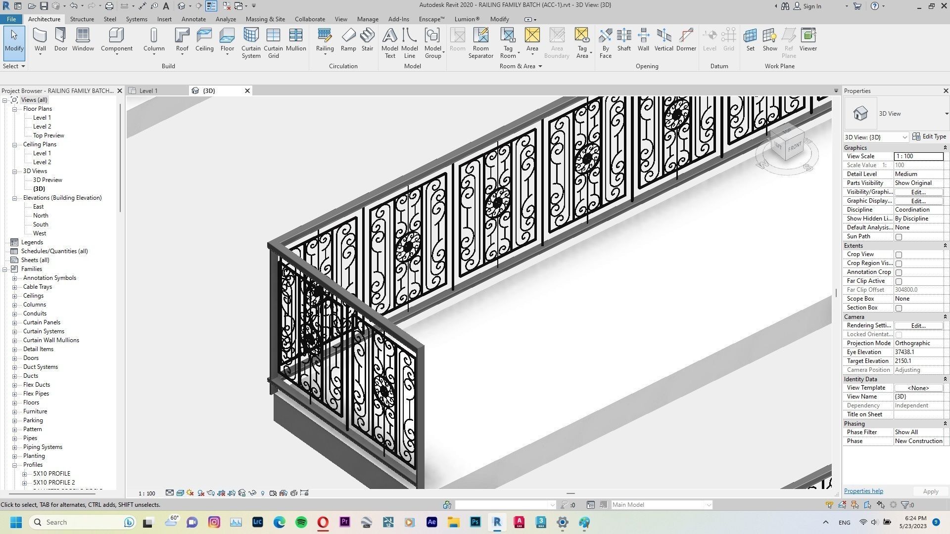 Railing Revit Family Batch 3D model | CGTrader