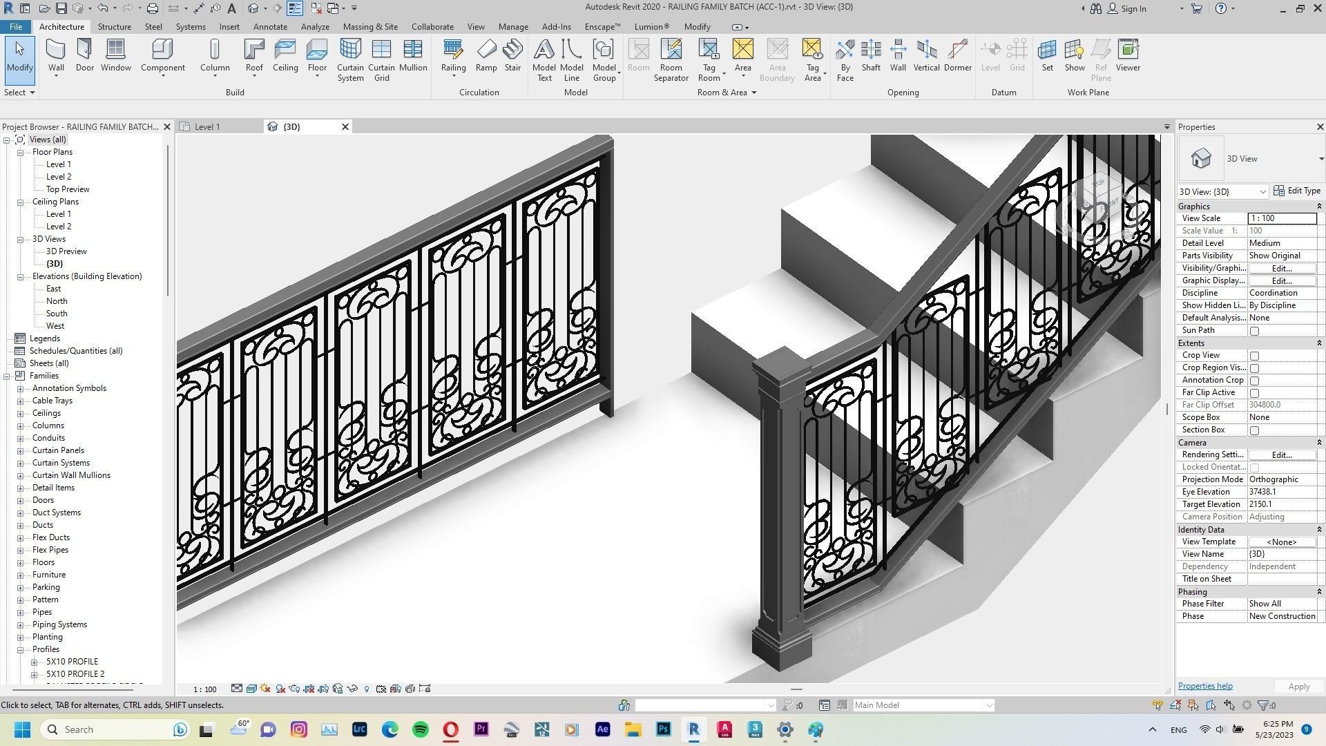 Railing Revit Family Batch 3D model | CGTrader