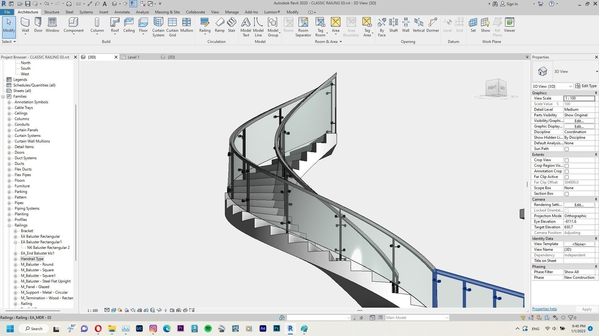 Railing Revit Family Batch 3D model | CGTrader