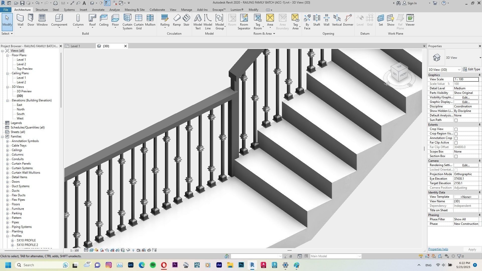 Railing Revit Family Batch 3D model | CGTrader