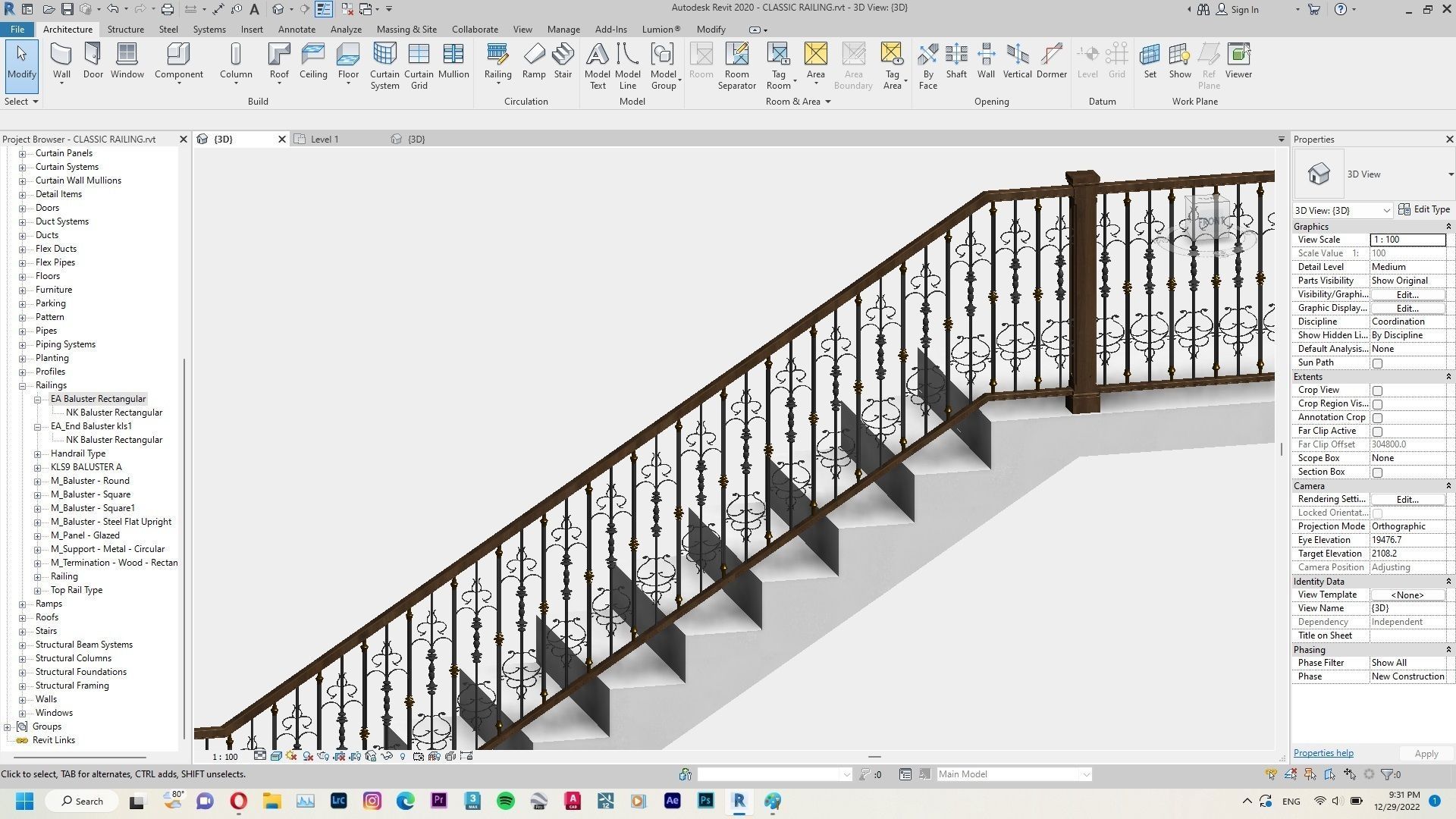 Railing Revit Family Batch 3D model | CGTrader
