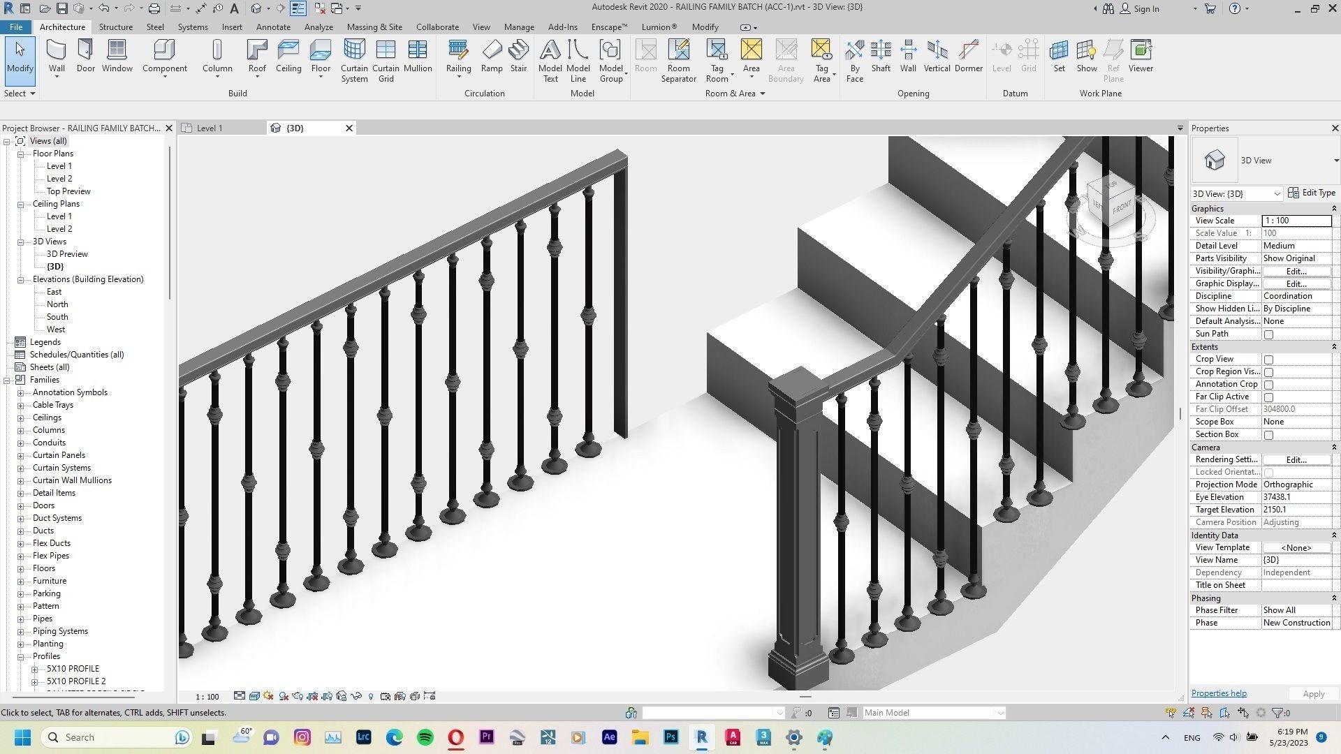 Railing Revit Family Batch 3D model | CGTrader