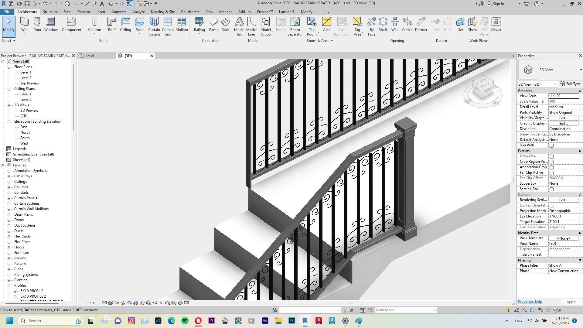 Railing Revit Family Batch 3D model | CGTrader