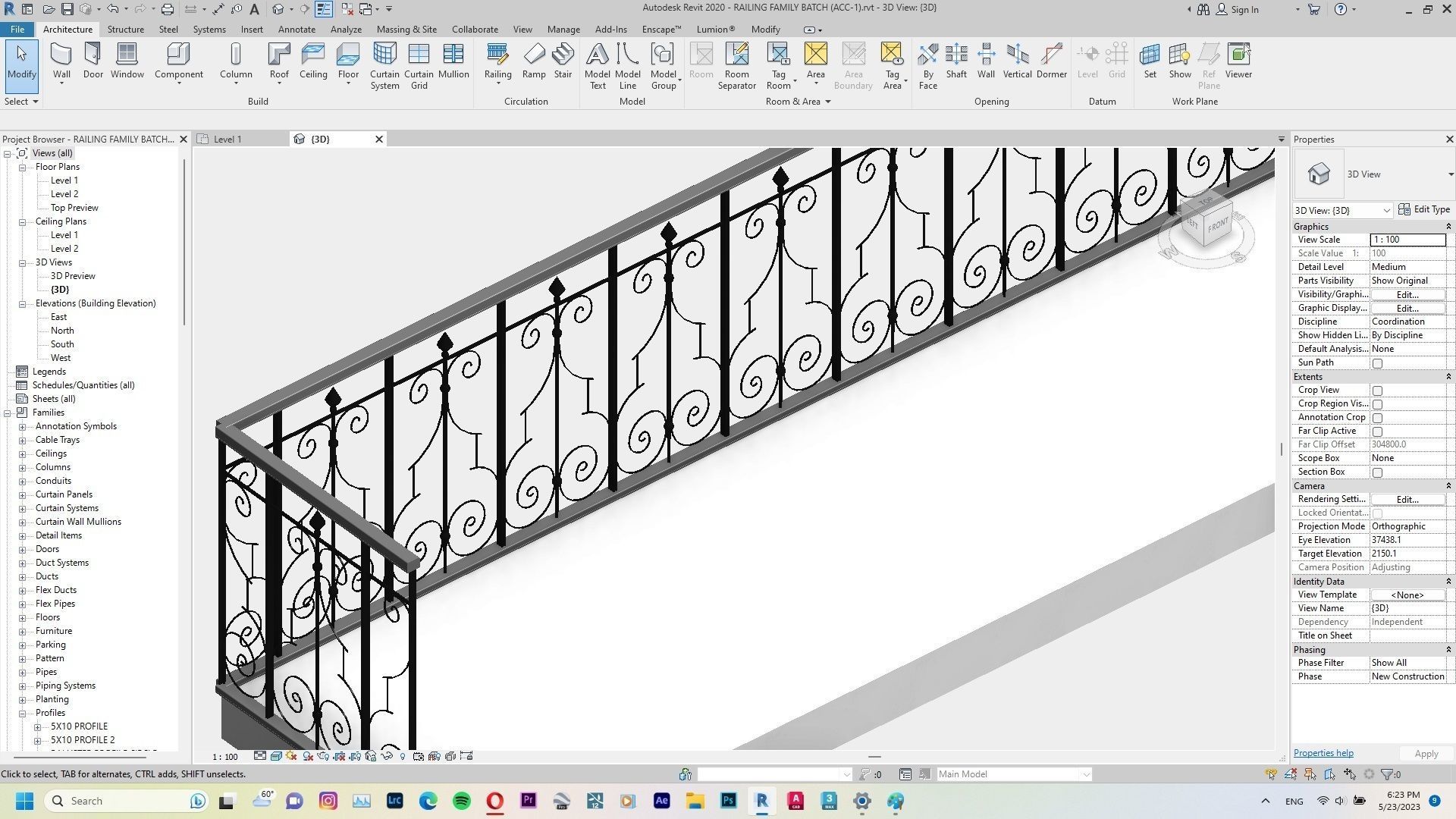 Railing Revit Family Batch 3D model | CGTrader
