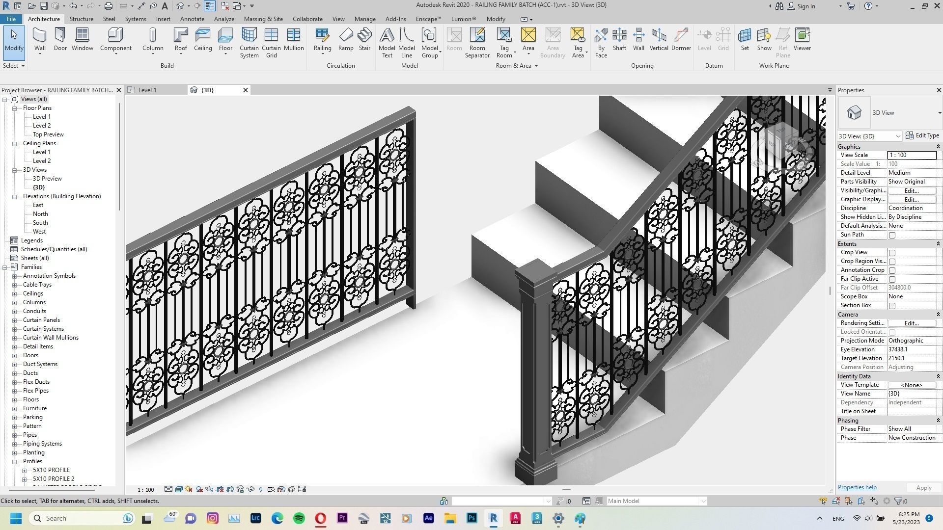 Railing Revit Family Batch 3D model | CGTrader