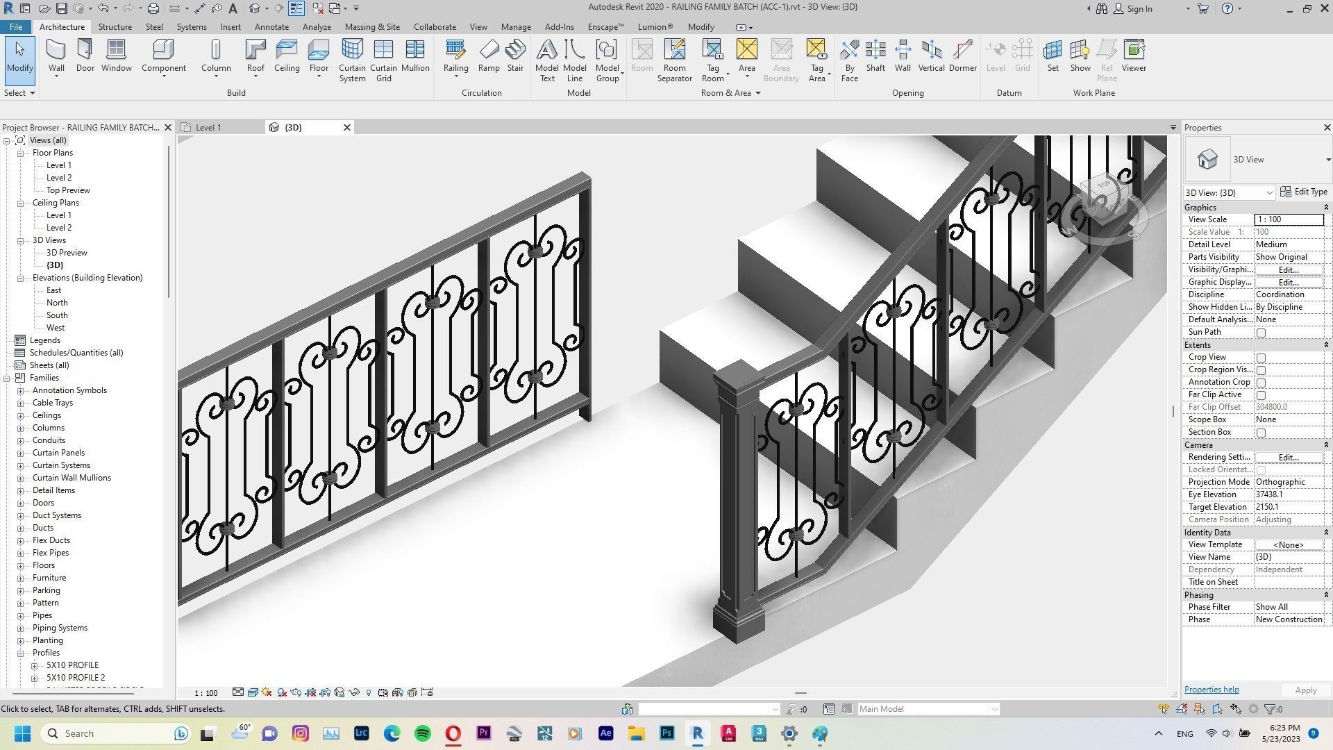 Railing Revit Family Batch 3D model | CGTrader