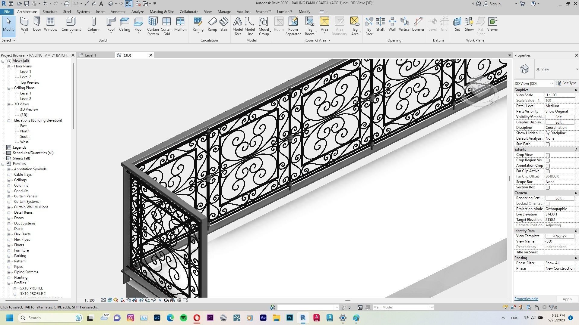 Railing Revit Family Batch 3D model | CGTrader