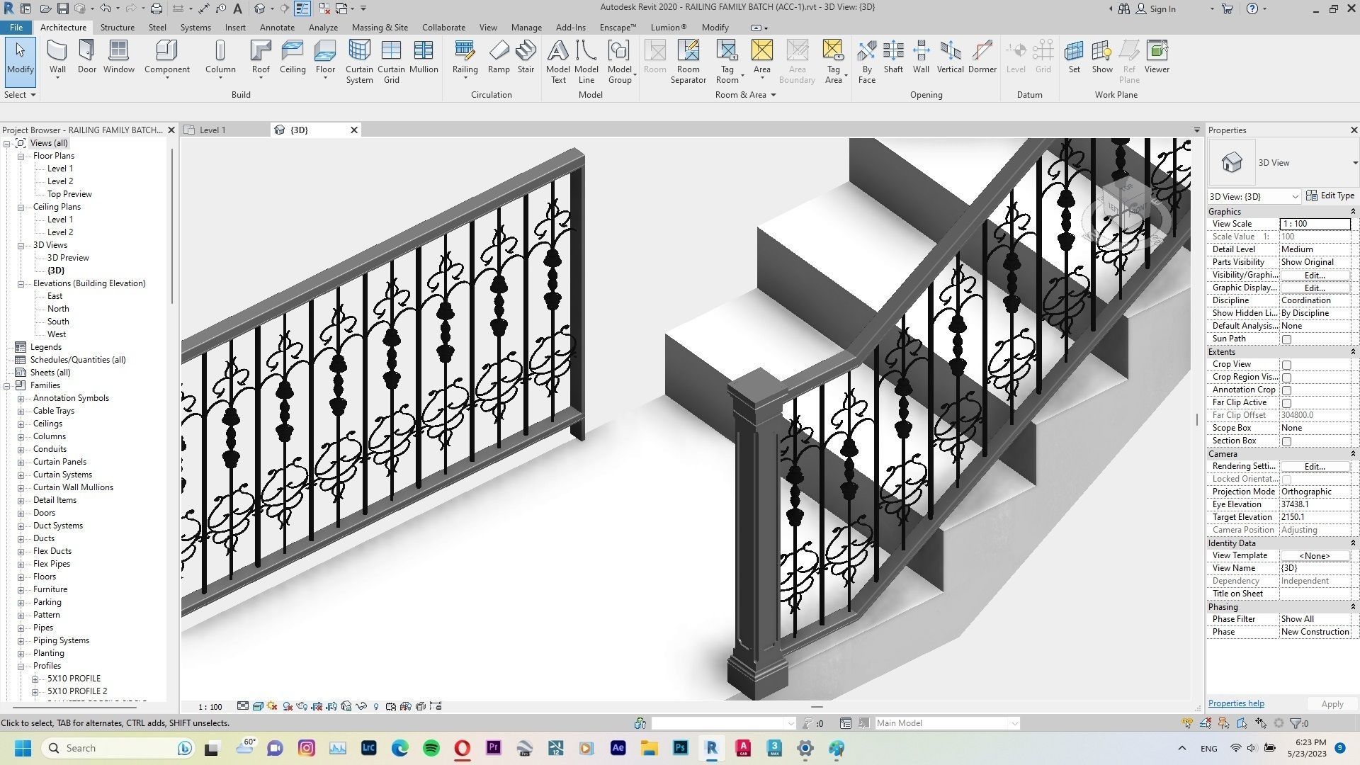 Railing Revit Family Batch 3D model | CGTrader