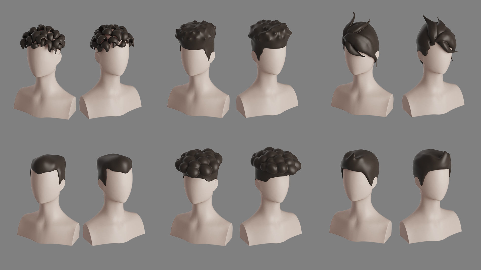 Stylised Hair Bundle 3D model | CGTrader