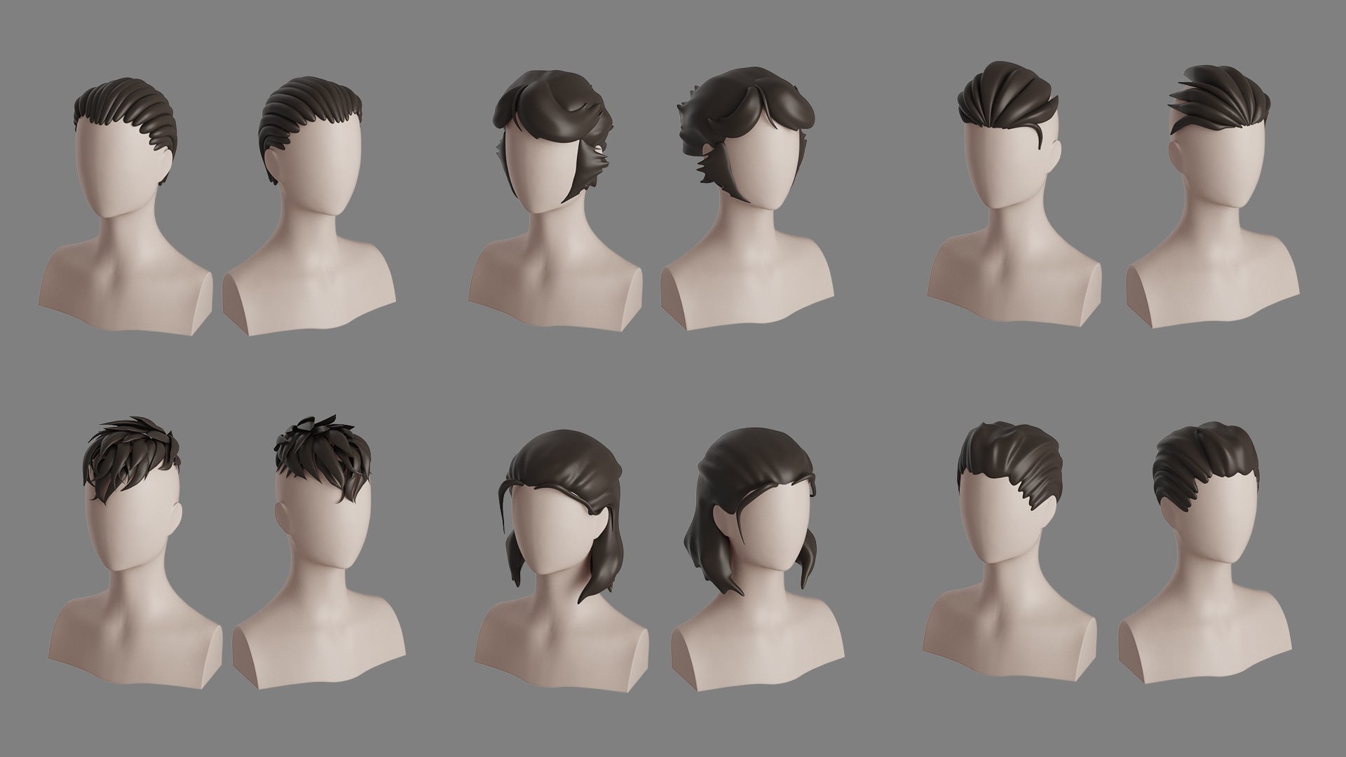 Stylised Hair Bundle 3D model | CGTrader
