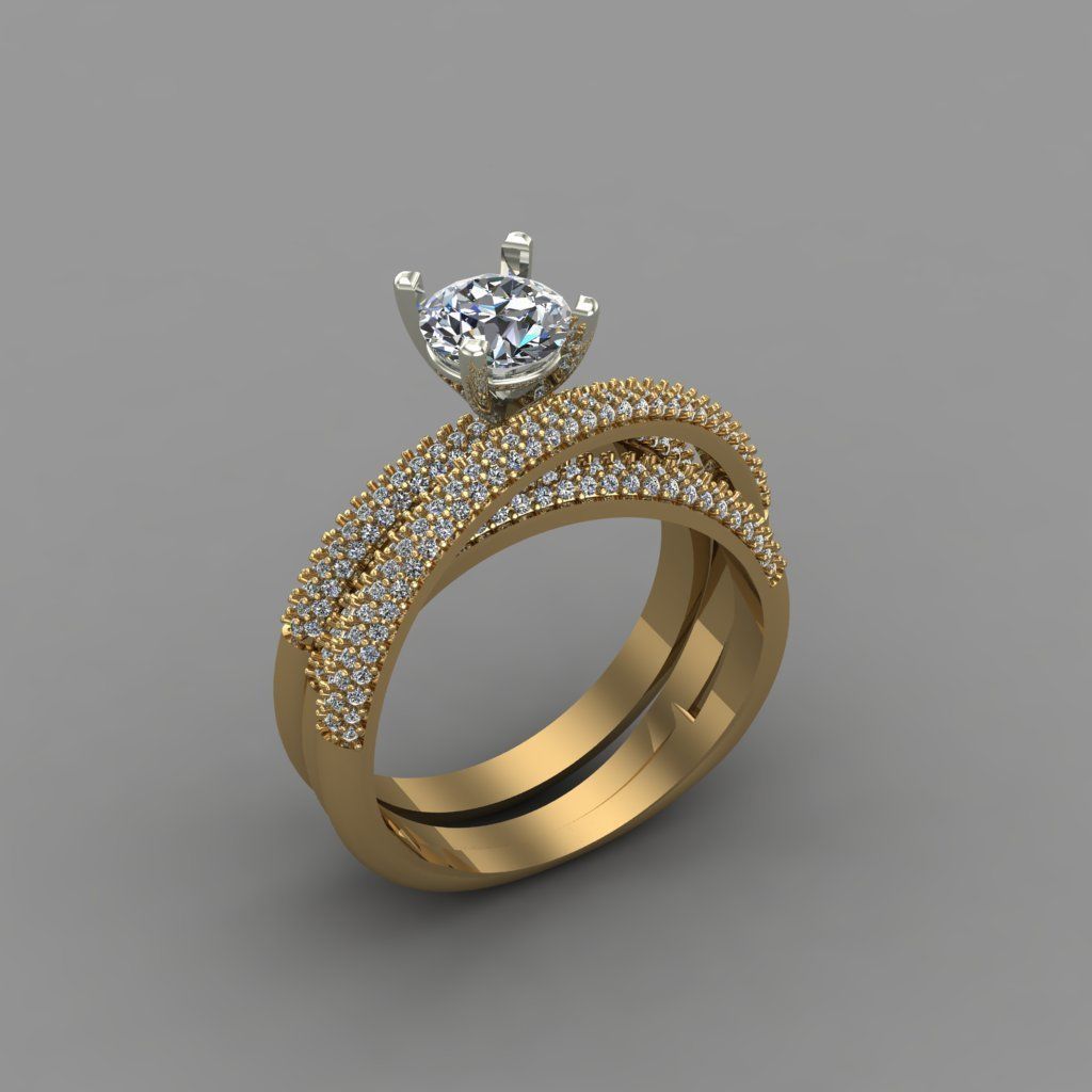 Rose Gold Diamond 3D Print Ring Model 3D model 3D printable | CGTrader