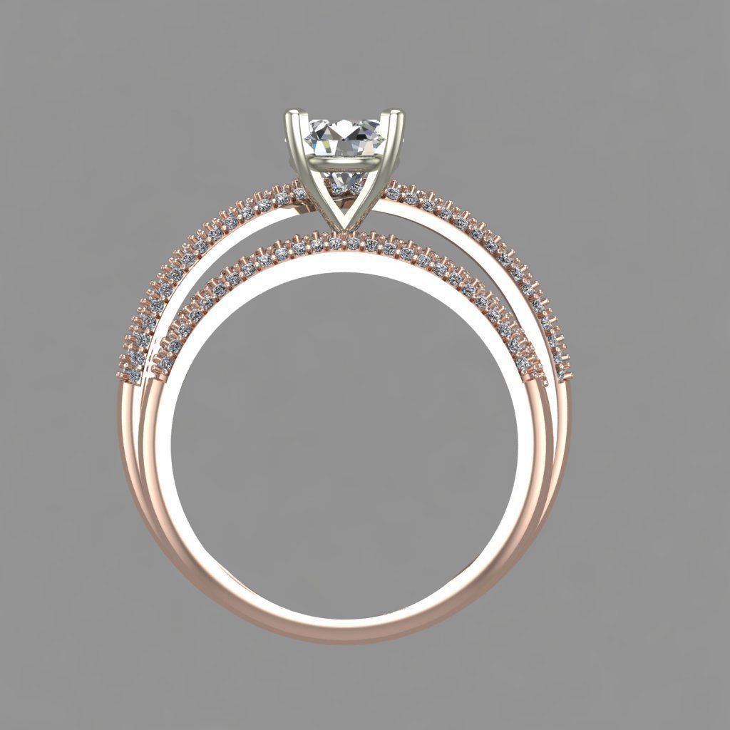 Rose Gold Diamond 3D Print Ring Model 3D model 3D printable | CGTrader