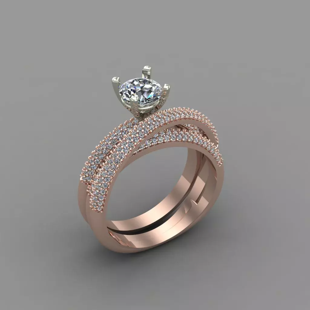 Rose Gold Diamond 3D Print Ring Model 3D model 3D printable | CGTrader