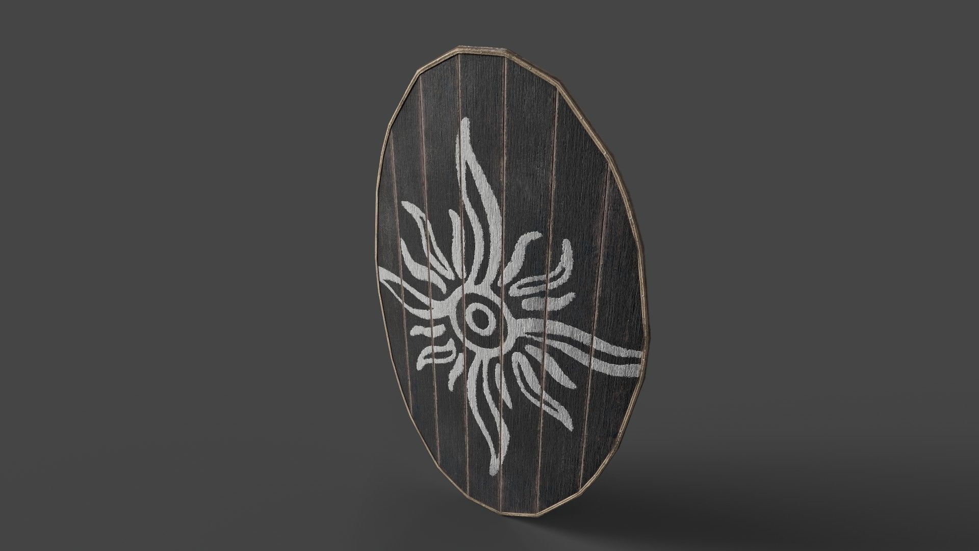 3D model Slavic ellipse shield-painted black with Sun symbol VR / AR ...