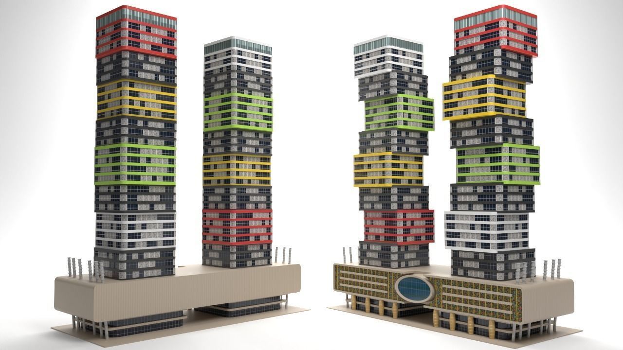 Lusail Marina Twin Tower 3D model | CGTrader