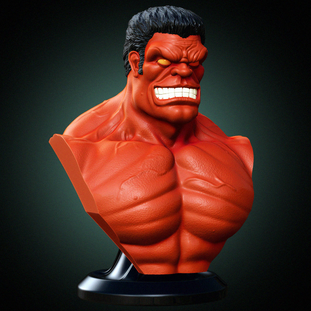 RED HULK BUST STL 3D model 3D printable | CGTrader
