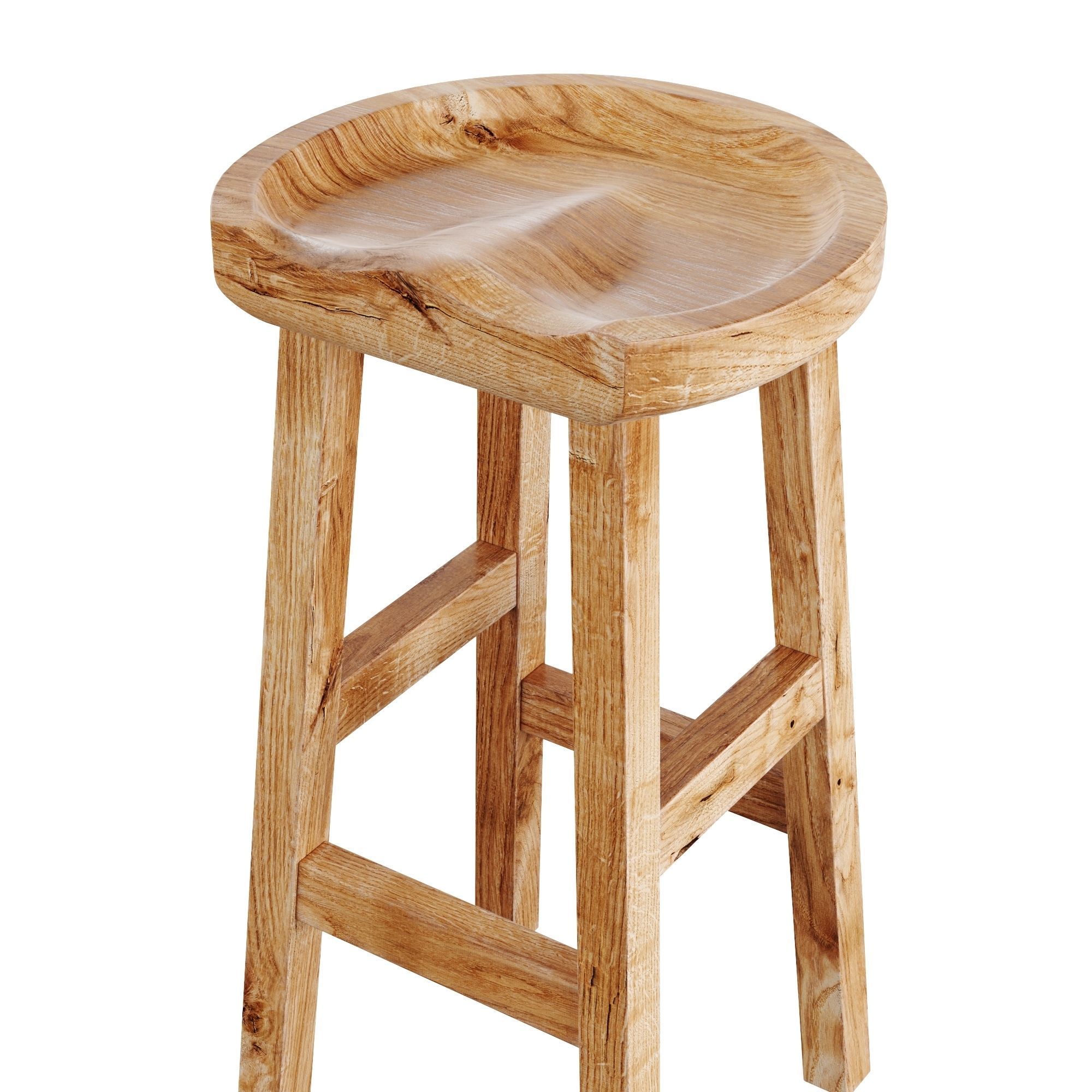 Bar Stool Oval - Natural 3D model | CGTrader