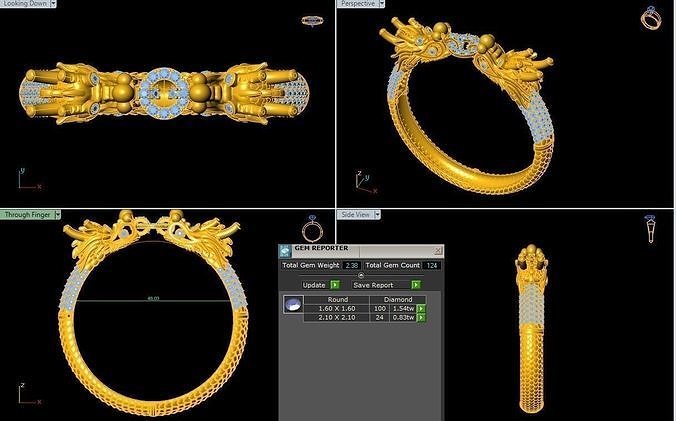 Diamond Dragon Bangle 3D model 3D printable | CGTrader