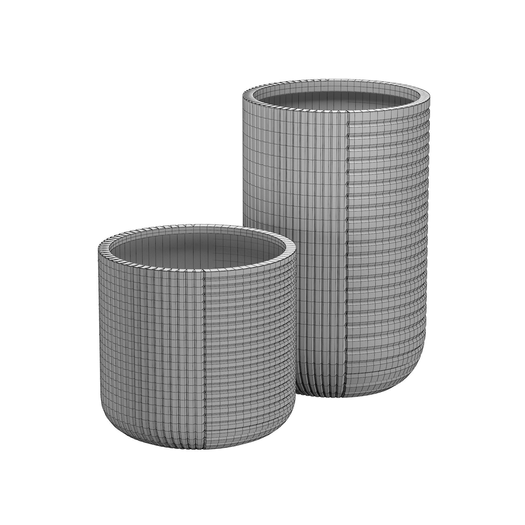 concrete garden geometric pots 3D model | CGTrader