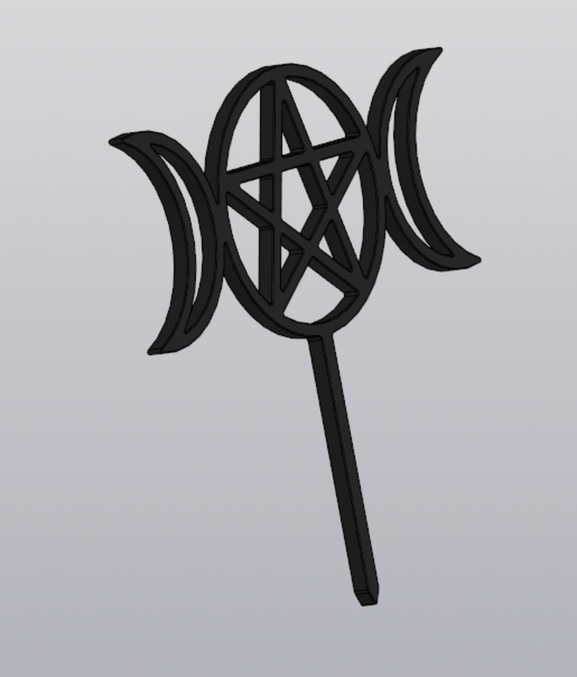 Trellis Triple moon with pentagram 3D model 3D printable | CGTrader