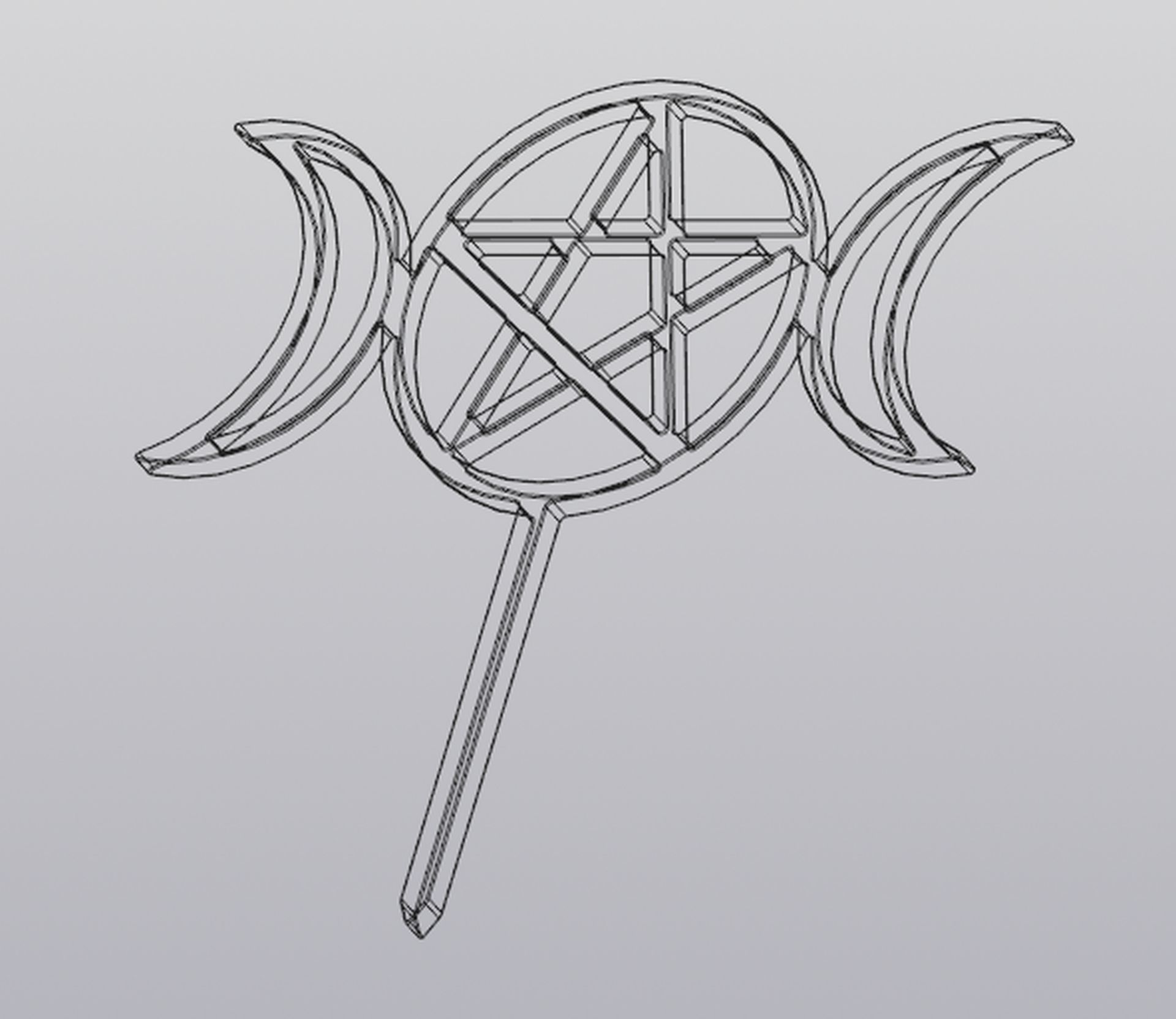 Trellis Triple moon with pentagram 3D model 3D printable | CGTrader