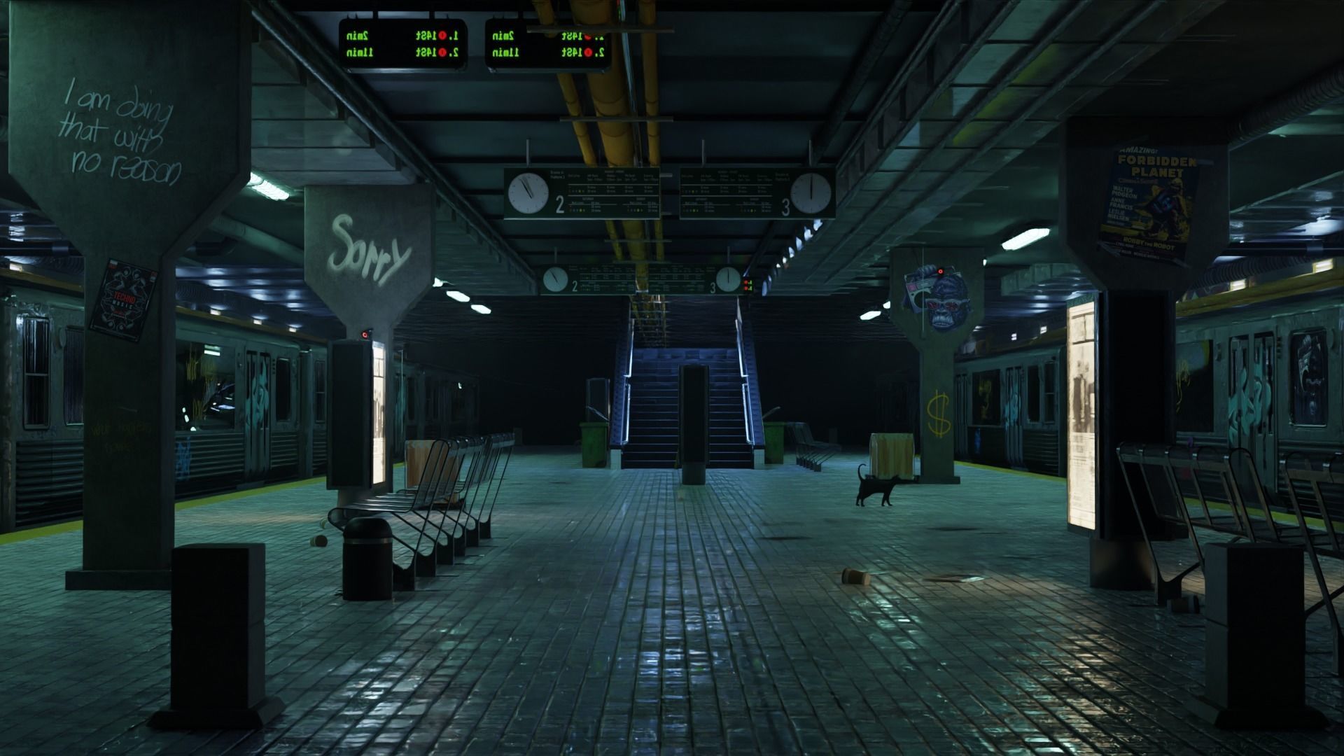 Subway Station Scene 3D Blend File Textured FBX OBJ MTL Files 3D model ...