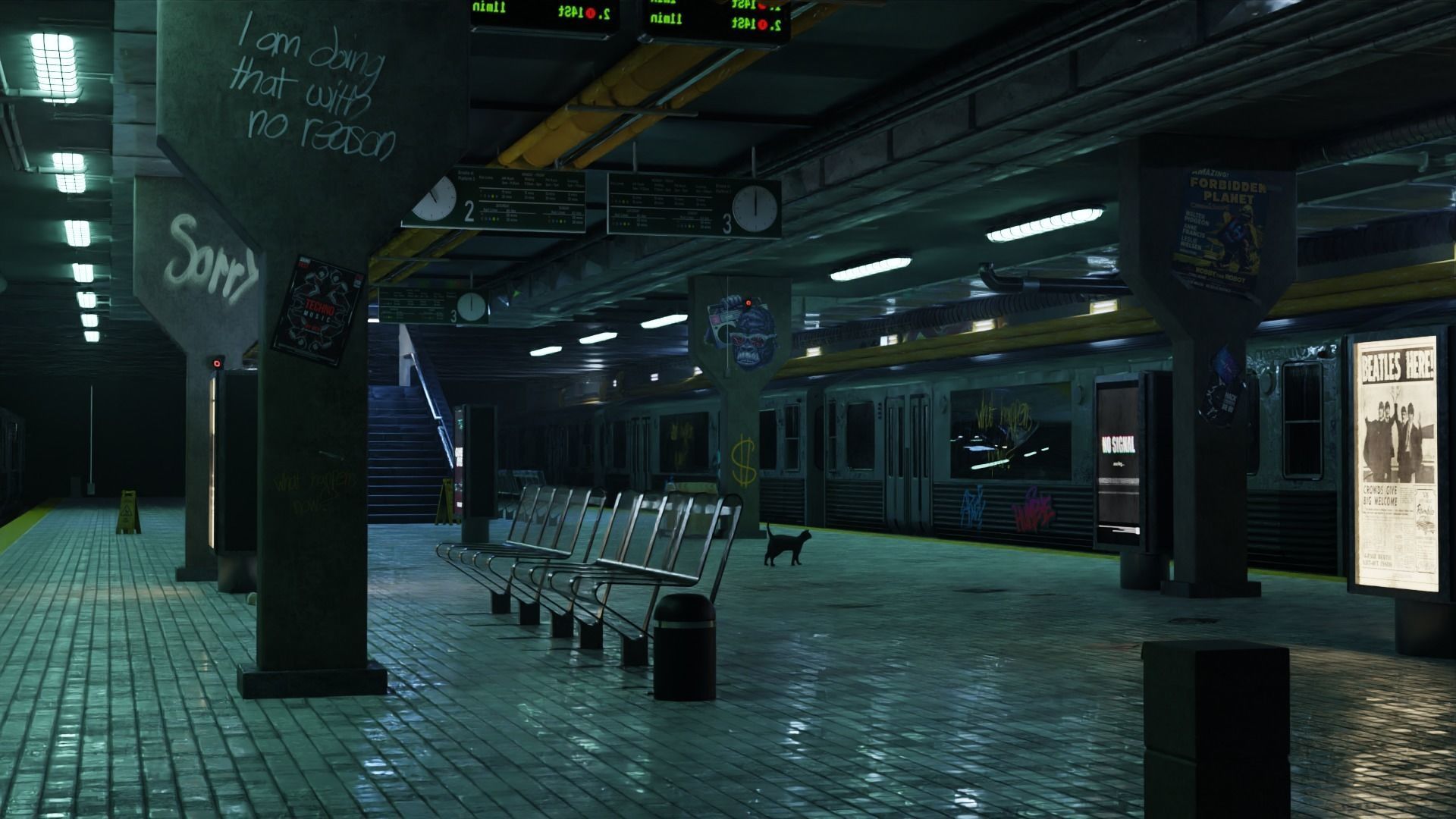 Subway Station Scene 3D Blend File Textured FBX OBJ MTL Files 3D model ...