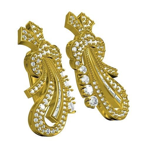 Unique Art Deco Diamond Omega Clip Earring 3D model 3D printable | CGTrader