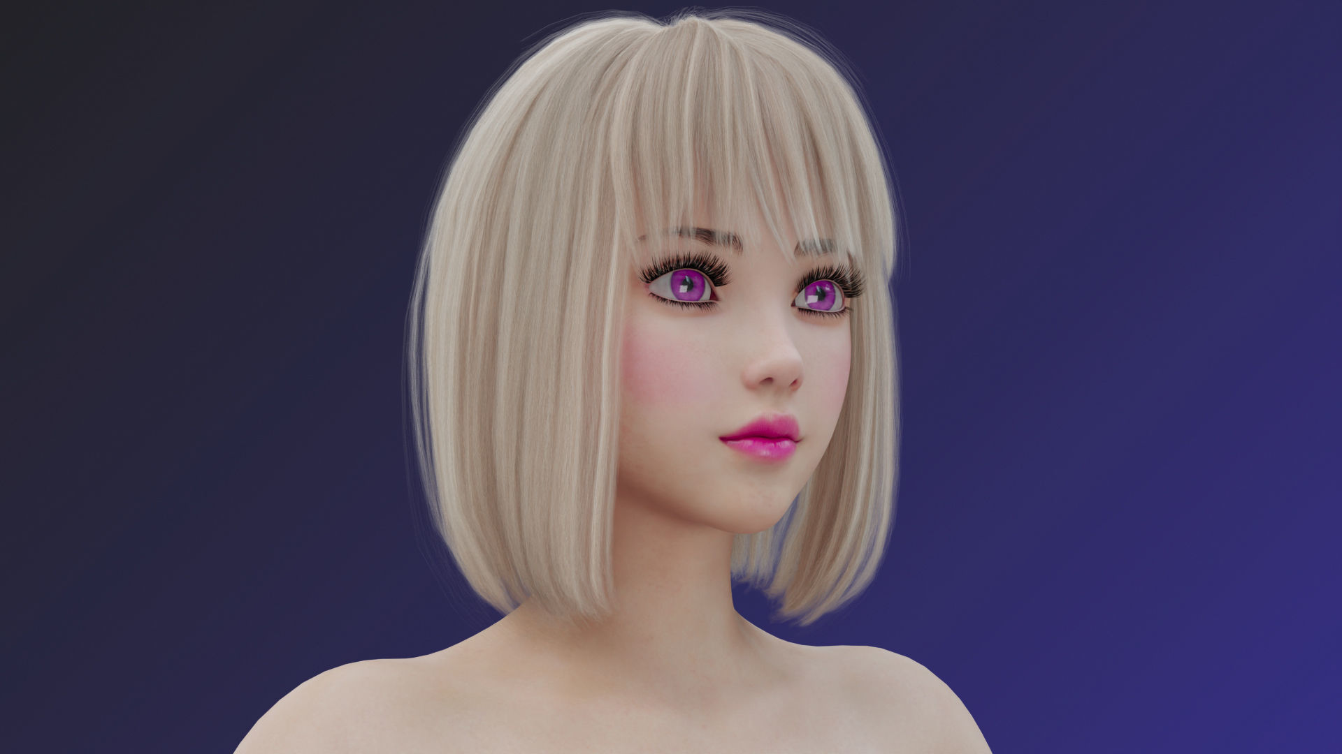 3D model Cute Anime Style Girl with Blonde Bangs Hairstyle - Rigged ...