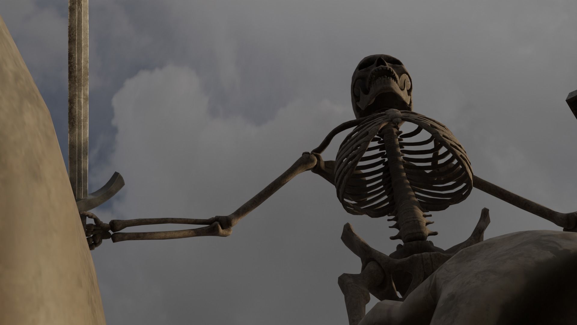 Skeleton skull scene with ocean environment 3D model animated rigged ...