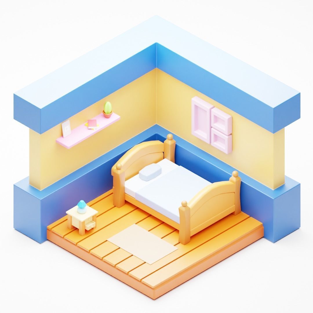 Low Poly Isometric Room free VR / AR / low-poly 3D model | CGTrader