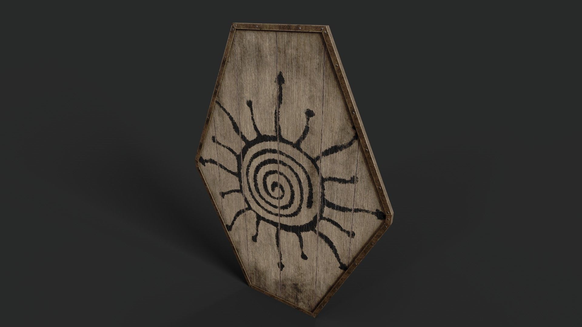 3D model Slavic diamond-shaped shield painted radial Sun symbol VR / AR ...