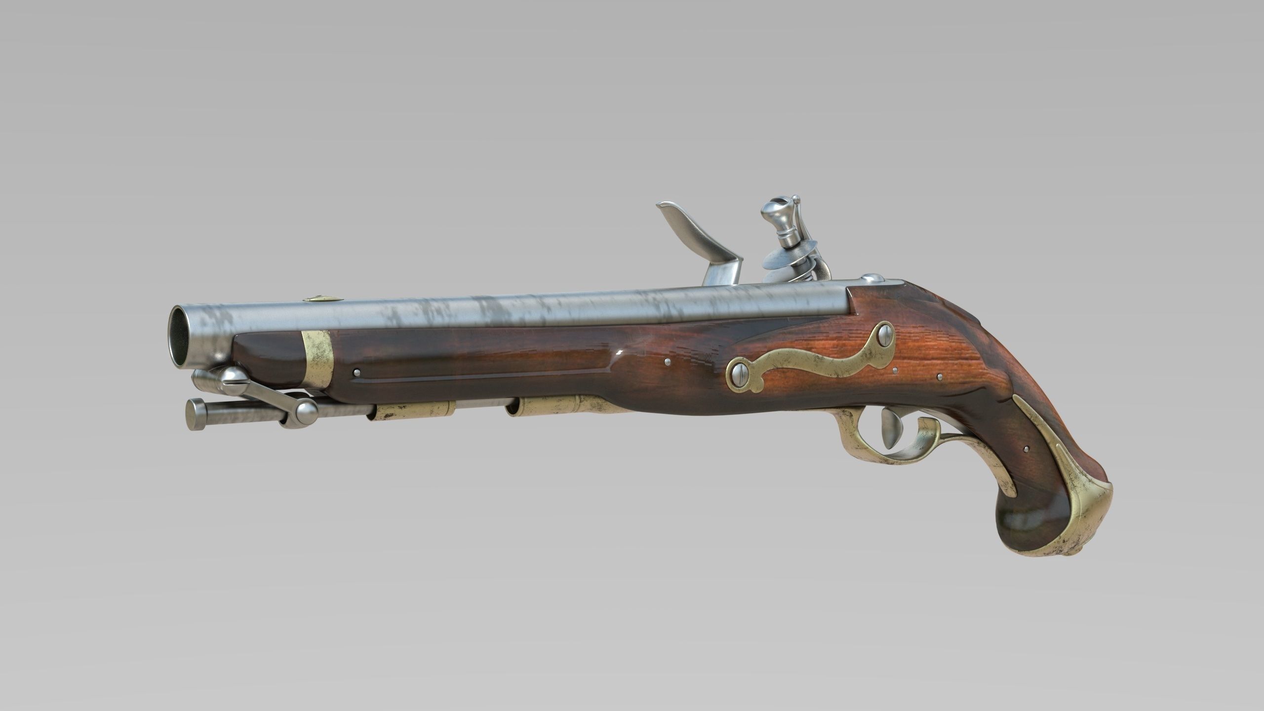 Flintlock Pistol Historic gun 3D model | CGTrader