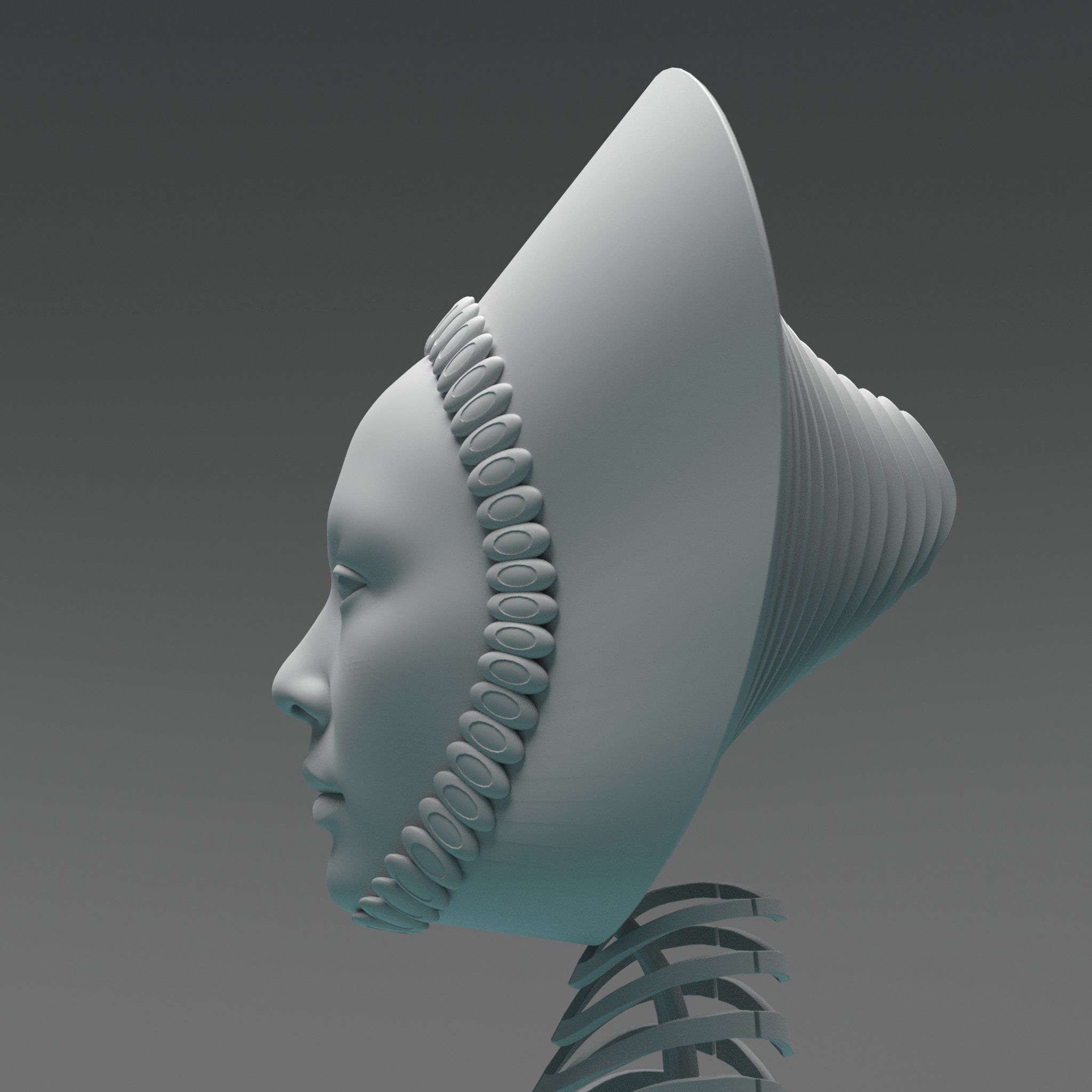 Solarpunk Cyborg Headdress 3D model | CGTrader