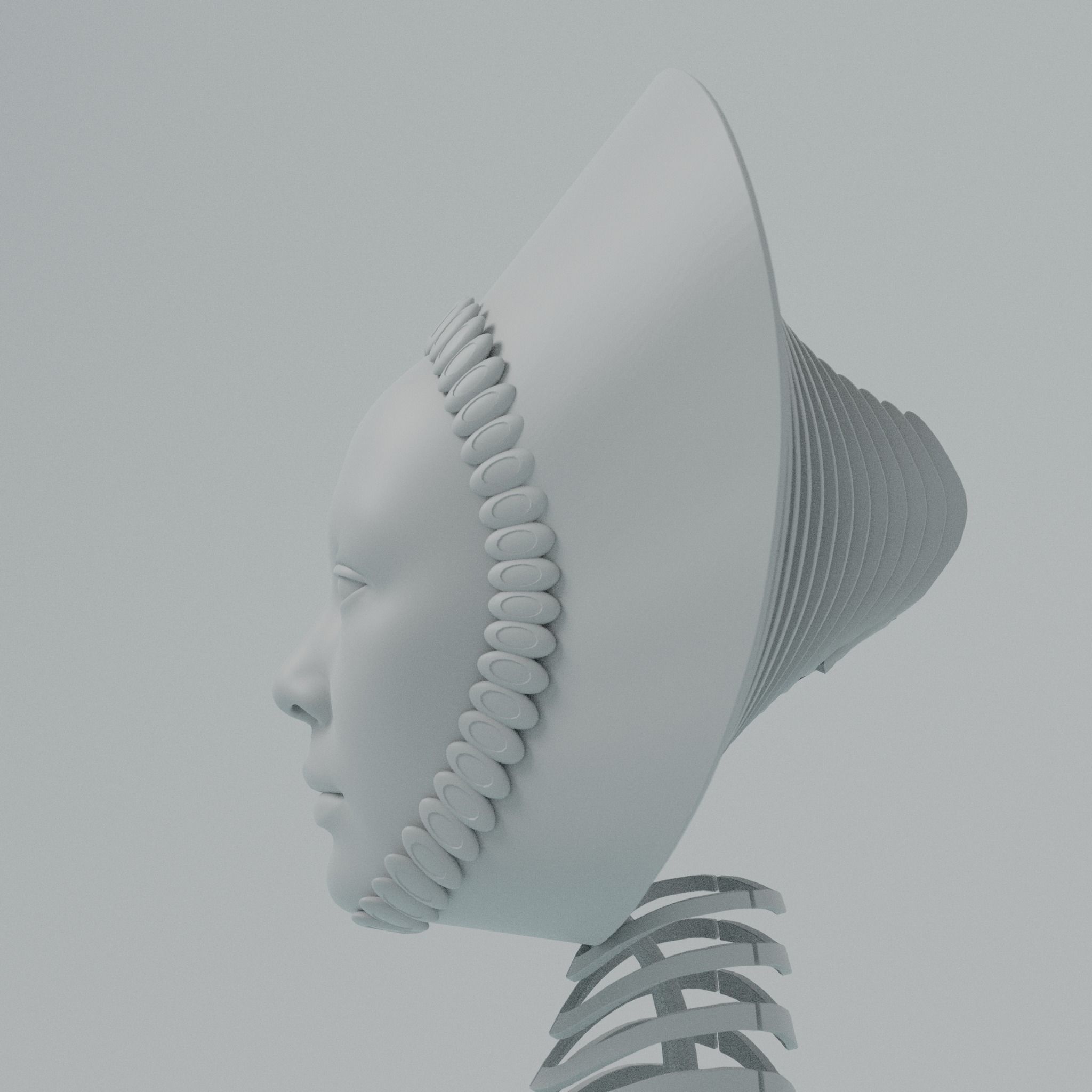 Solarpunk Cyborg Headdress 3D model | CGTrader