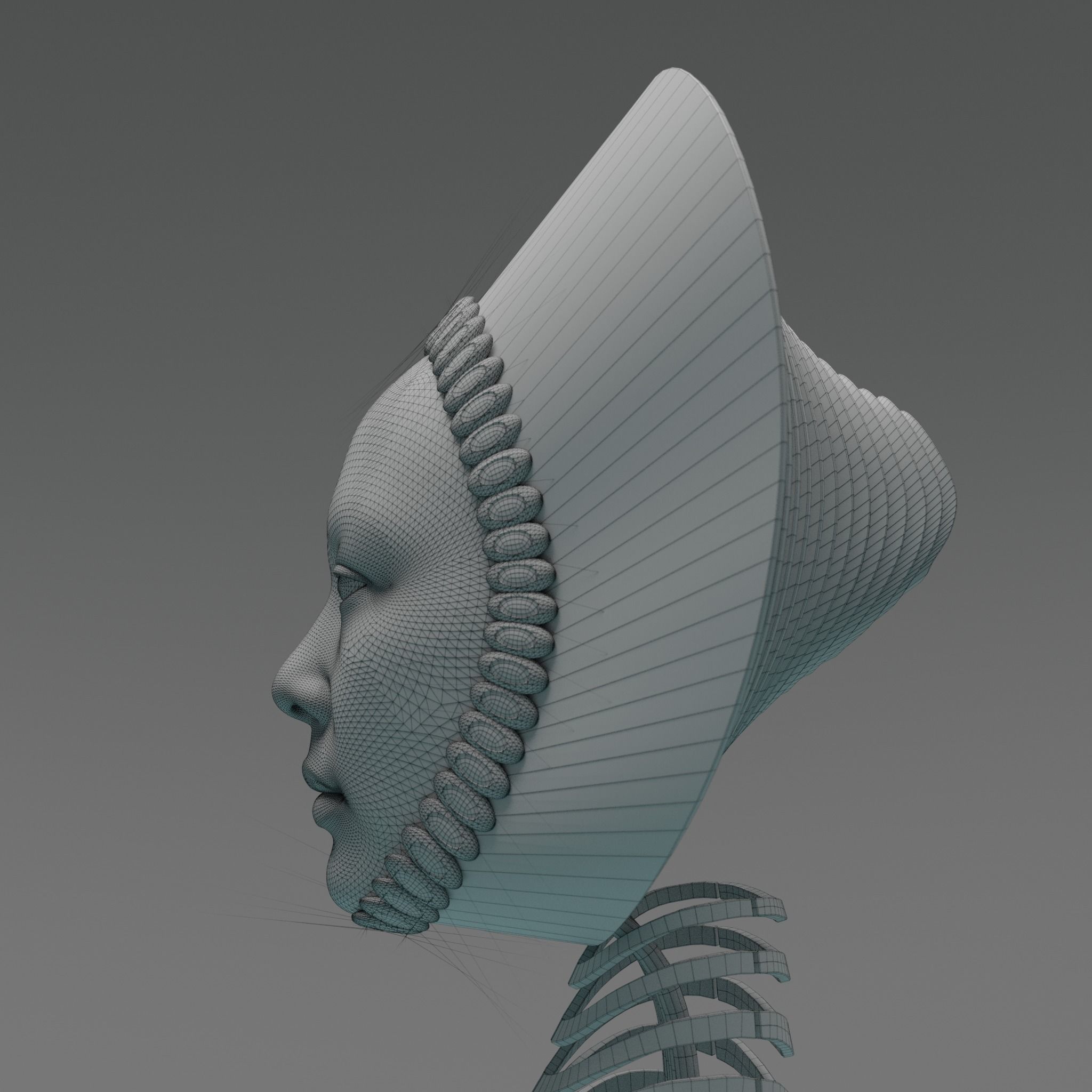 Solarpunk Cyborg Headdress 3D model | CGTrader