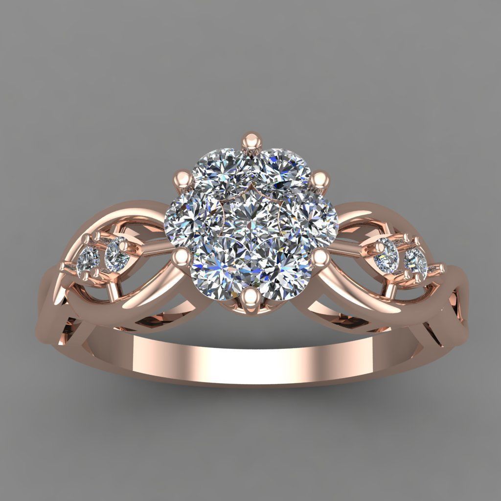 Rose Gold Women Diamond Ring 3D print model 3D model 3D printable ...