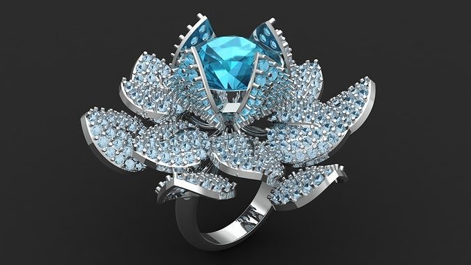 Diamond Flower Ring 3D model 3D printable | CGTrader