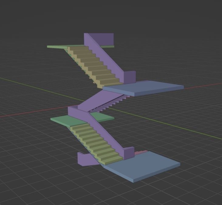 Stairscase of 3 Floors Raw Stairs of a Building free 3D model | CGTrader