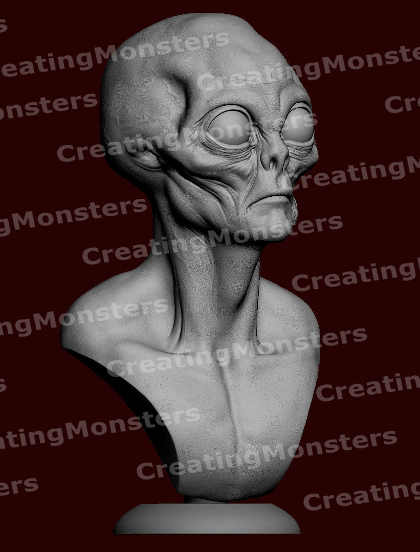 ALIEN BUST STL 3D model 3D printable | CGTrader