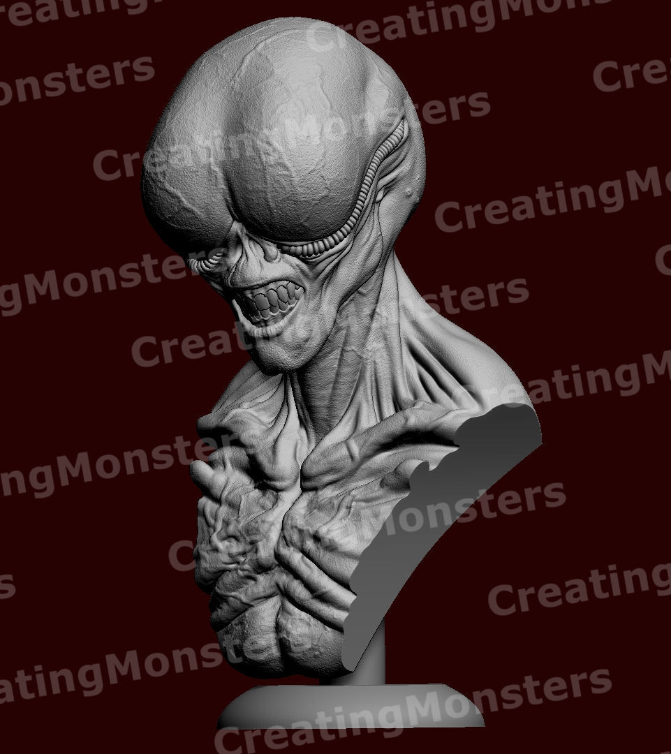 ALIEN BUST STL 3D model 3D printable | CGTrader