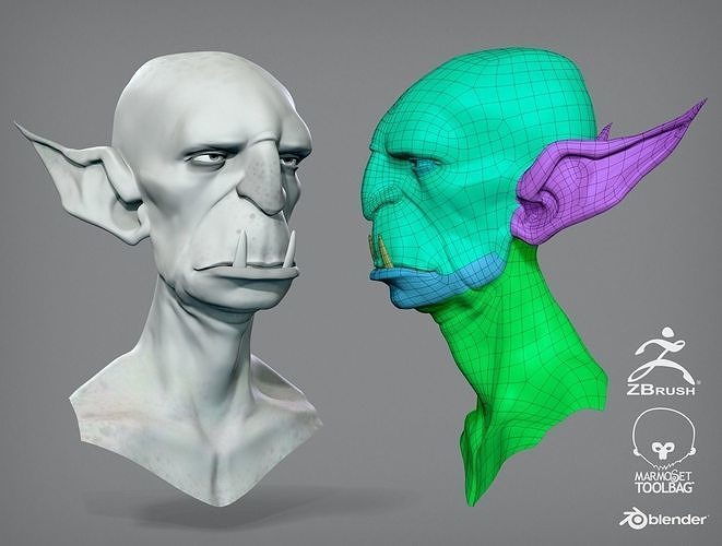 Cartoon male character Orc base mesh 3D model | CGTrader