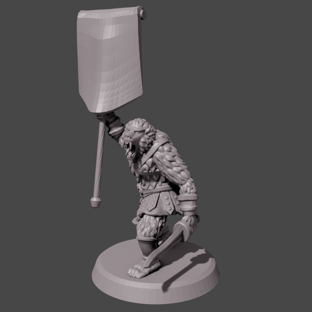 gladiator monkey Banner and Horn free 3D model 3D printable | CGTrader
