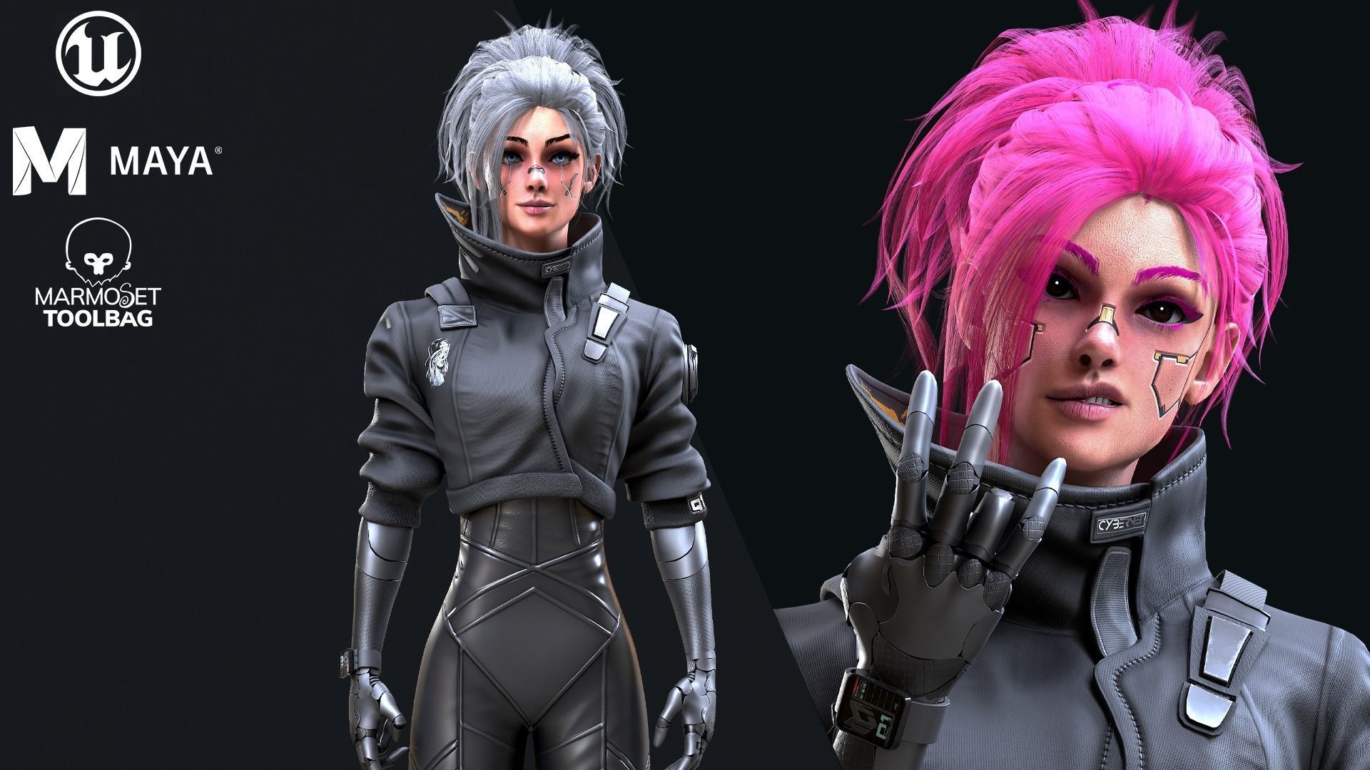 3D model Cyberpunk Girl 2 - Game Ready VR / AR / low-poly | CGTrader