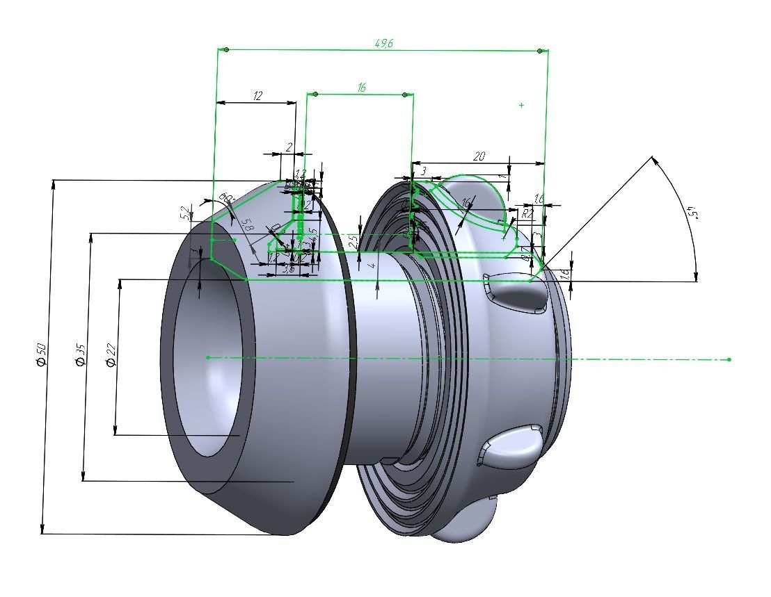 Threaded sleeve with a nut 3D model 3D printable | CGTrader
