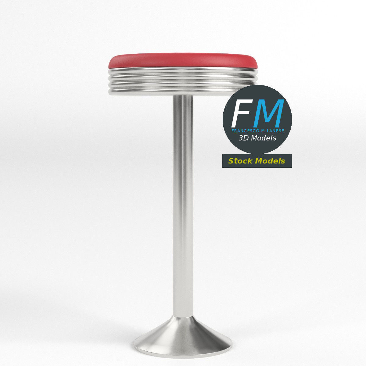 Floor mounted fixed diner stool 1 3D model | CGTrader