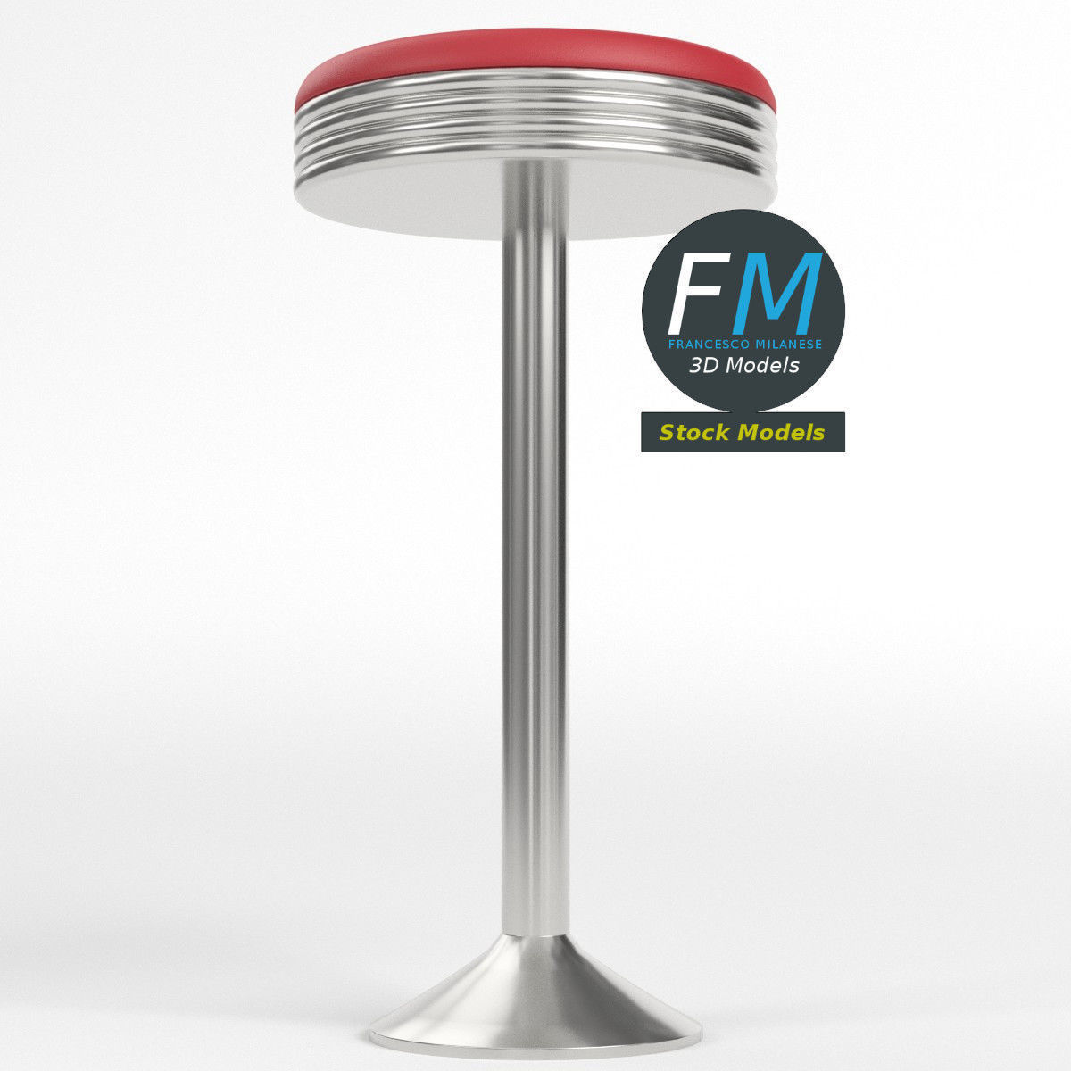 Floor mounted fixed diner stool 1 3D model | CGTrader
