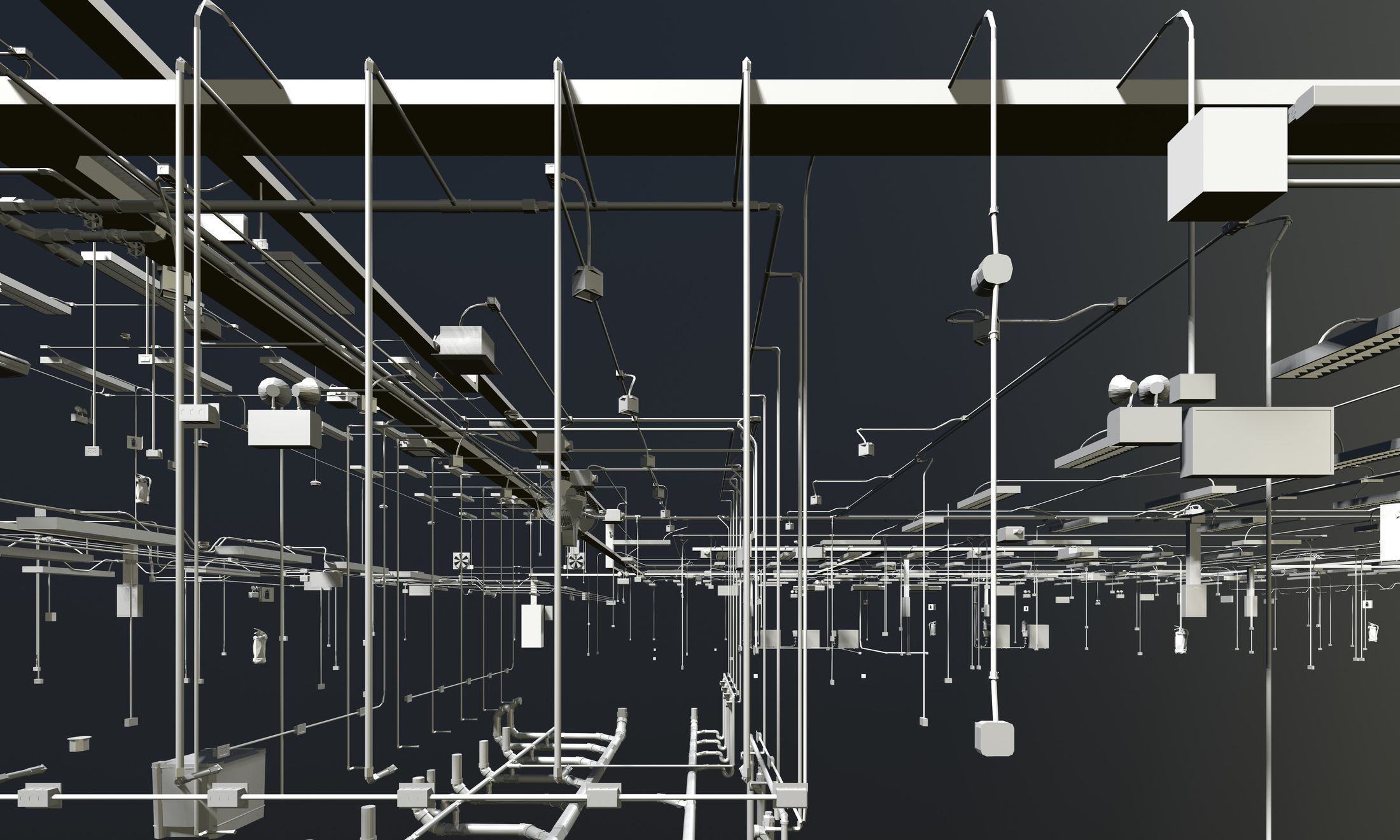 MEP piping in building 3D model | CGTrader