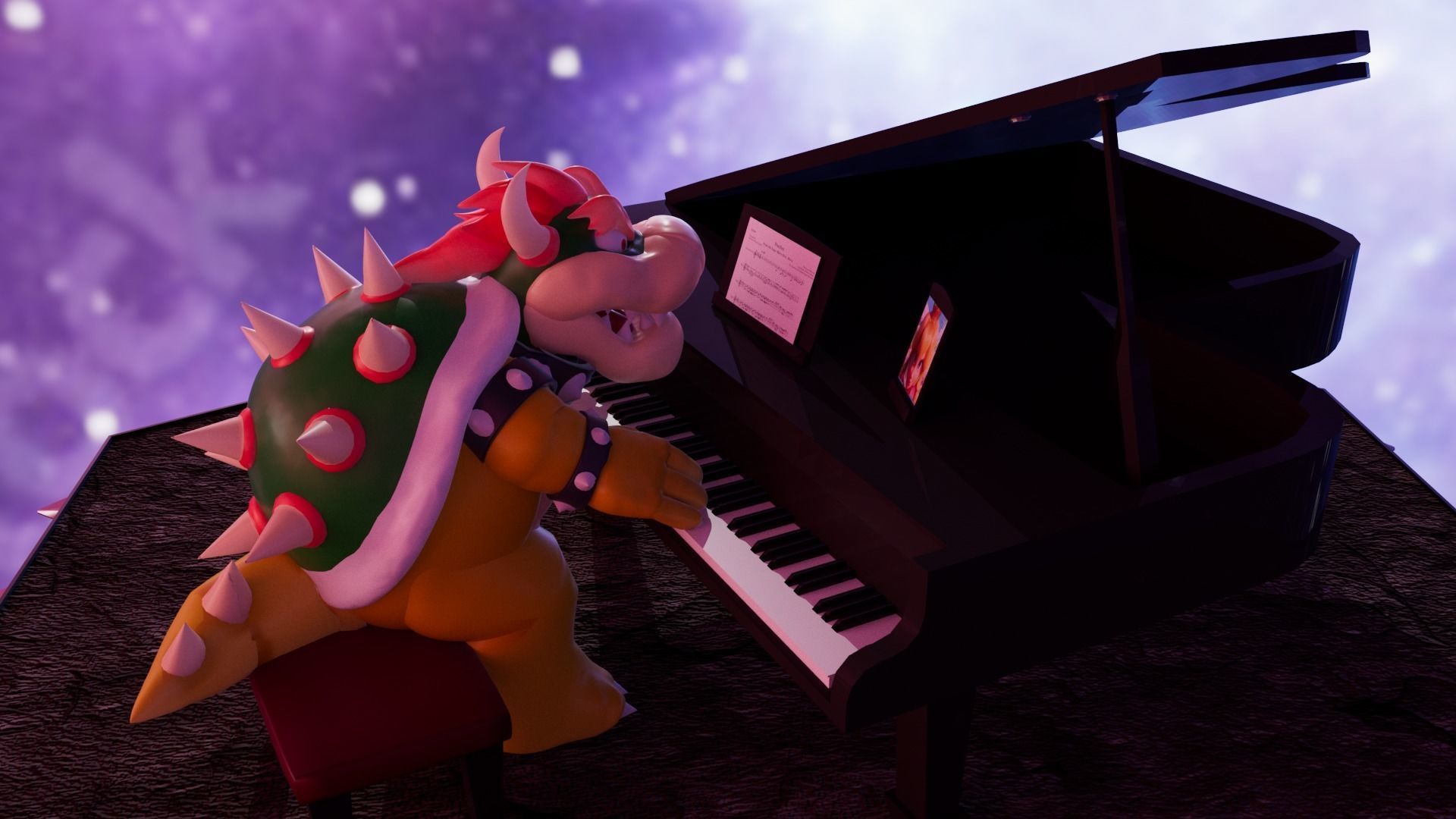 3D model Bowser with the piano VR / AR / low-poly | CGTrader
